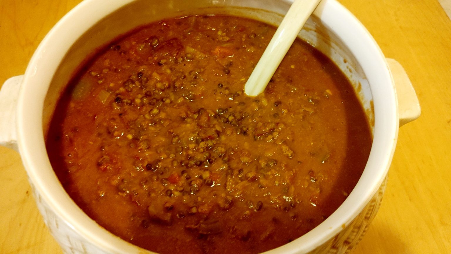 Black Lentil Chili with Red Chili Pods and Beef - The Good Plate